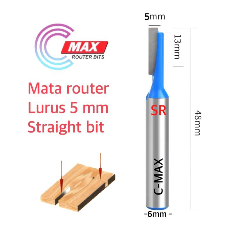 Jual Mata Router/ Profil 5mm Lurus/ Straight Bit Merk C MAX | Shopee ...