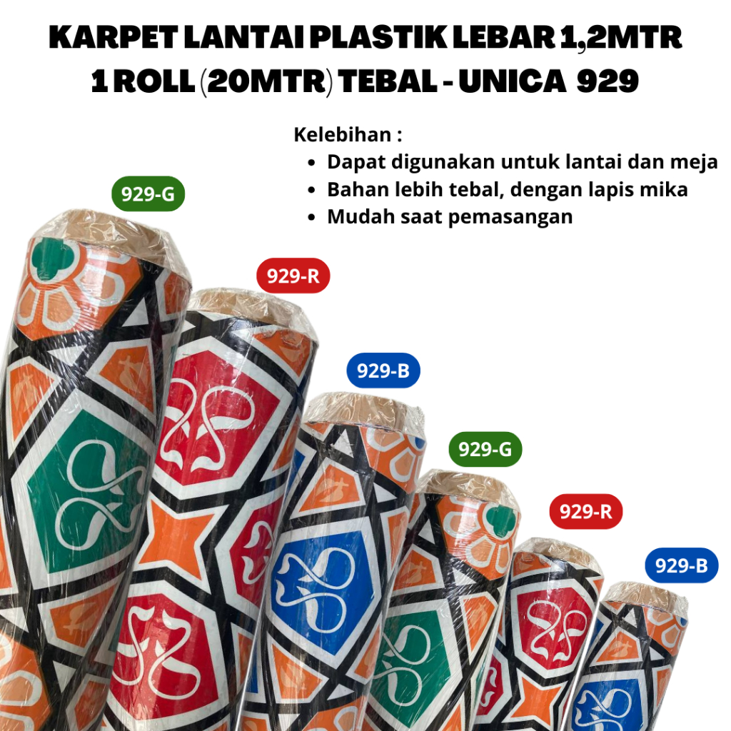 Jual Karpet Plastik Vinyl Meteran untuk Meja dan Lantai Tinggi 1,2 M Tebal Unica PER ROLL 20M ...