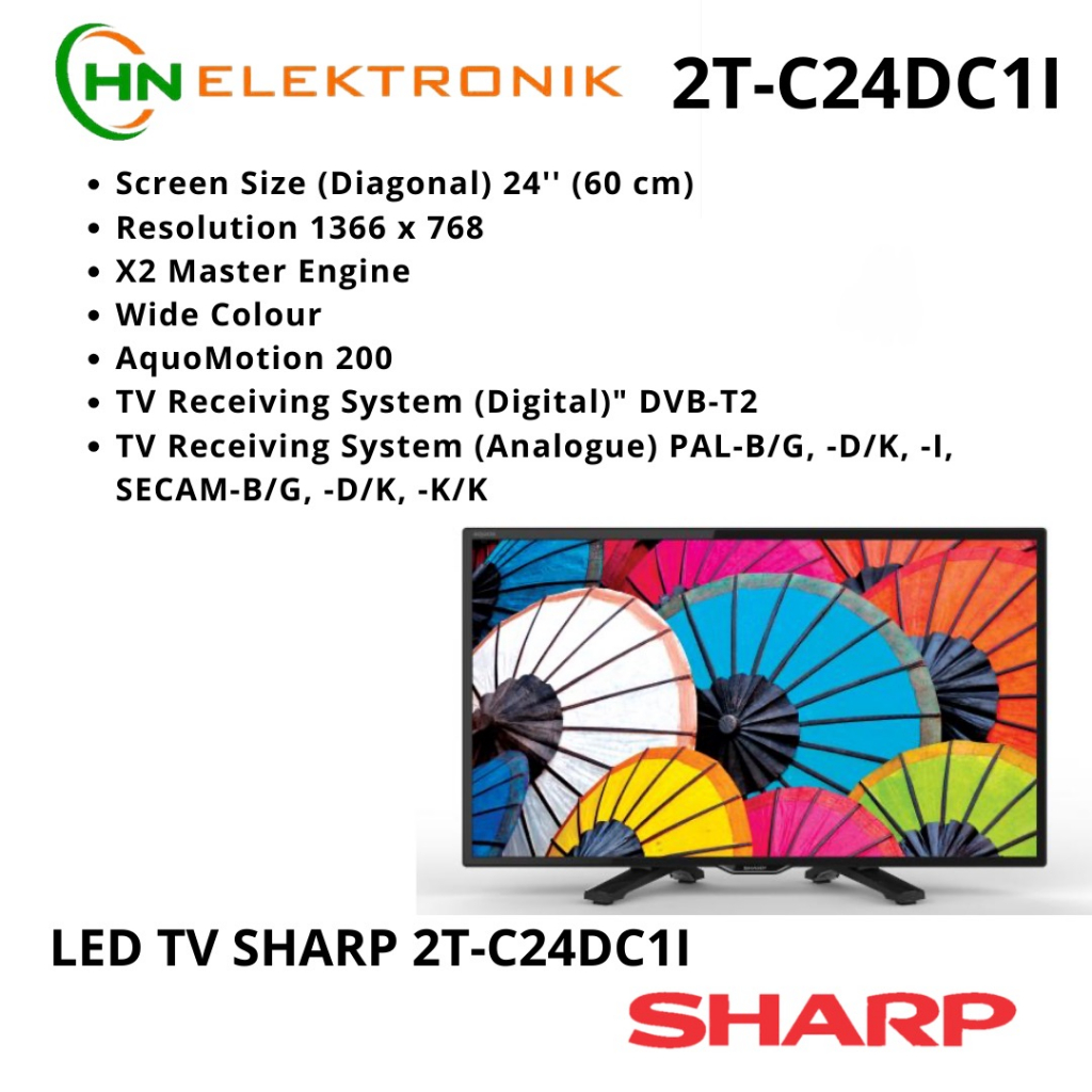 Jual TV LED SHARP 24 inch 2T-C24DC1I DIGITAL | Shopee Indonesia