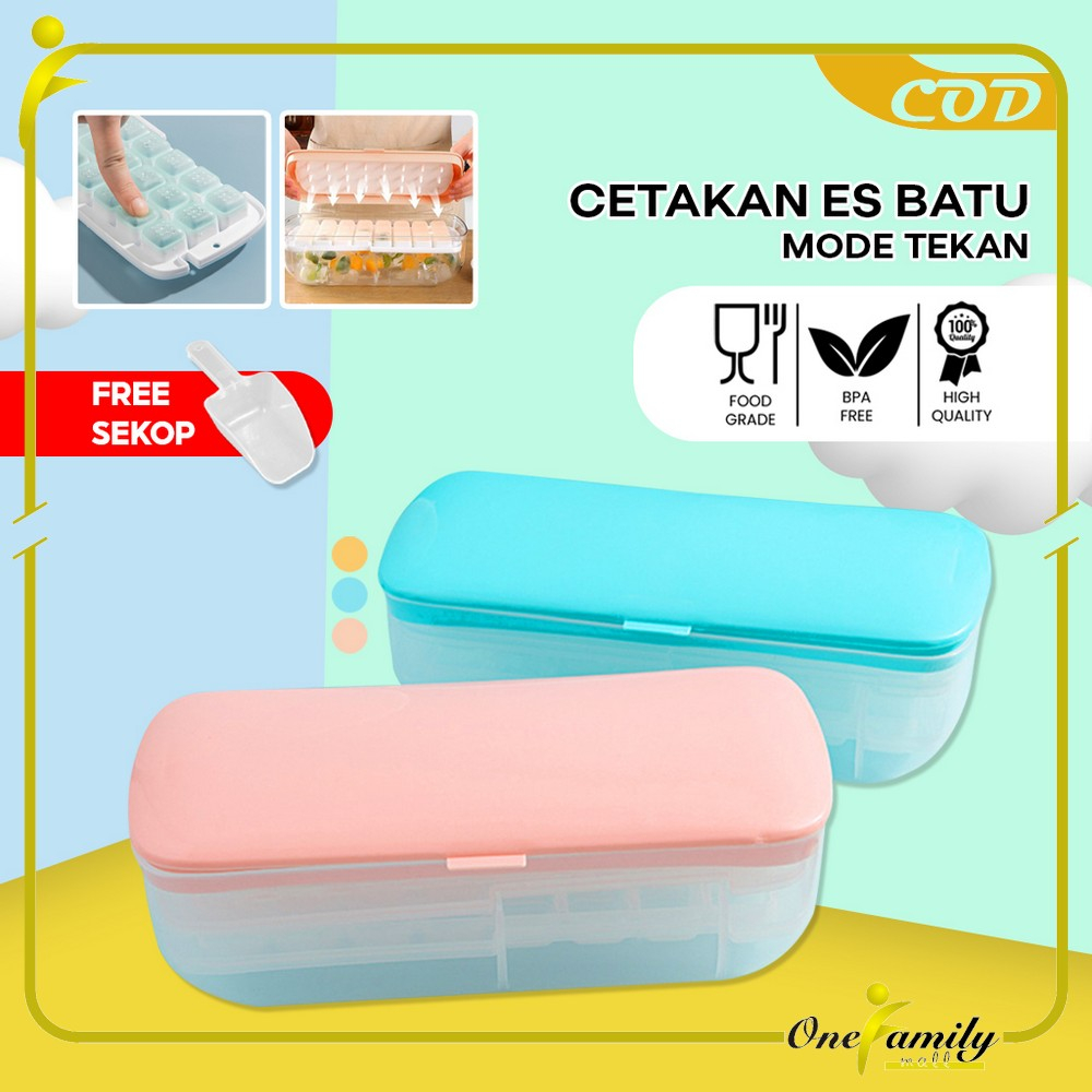 Jual ONE-C873 Cetakan Es Batu Mode Tekan Press Dengan Wadah Free Sendok ...