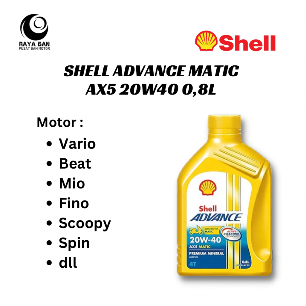 Jual Oli Motor Shell Advance AX5 Matic (Scooter) 20W-40 0.8L | Shopee ...