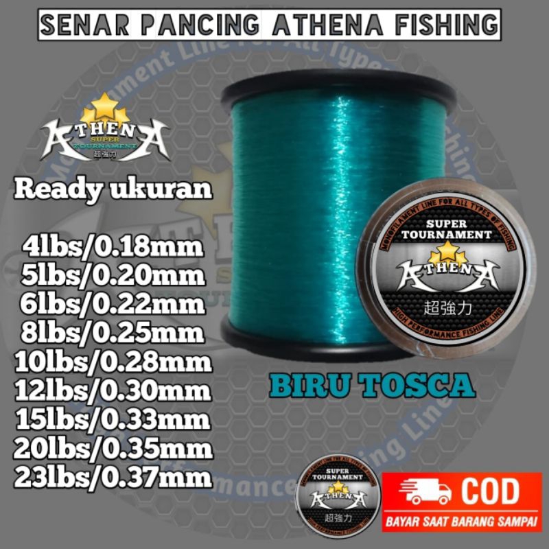 Jual senar pancing Athena 1800m biru tosca senar pancing kuat anti ...