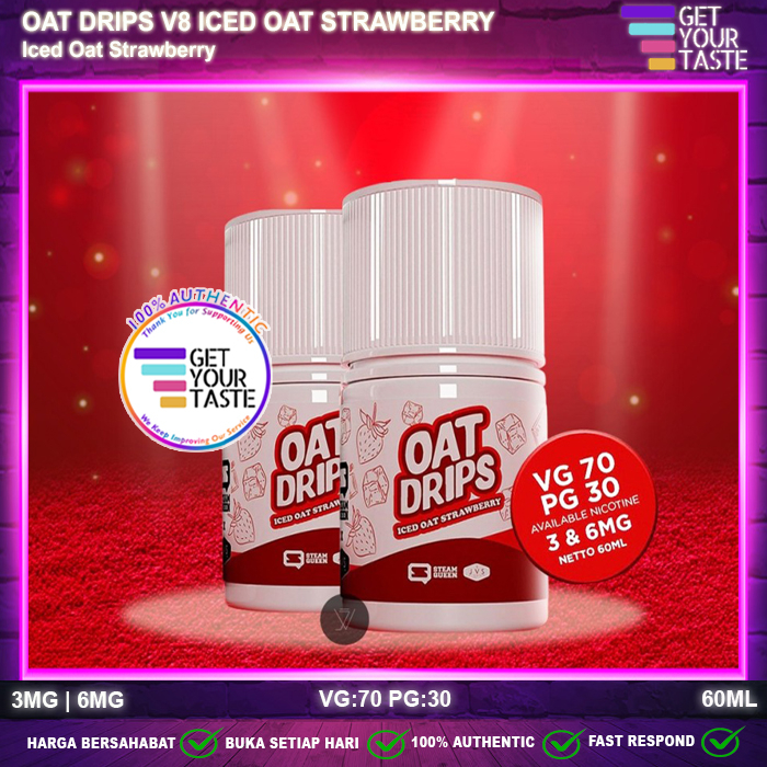Jual Liquid Oat Drips V8 Iced Oat Strawberry 60ML by JVS x Steam Queen ...