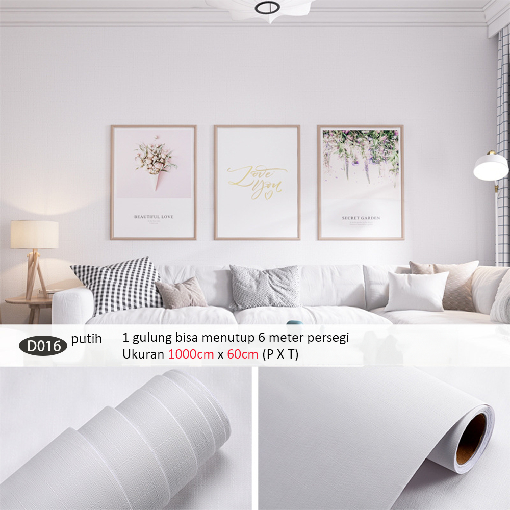 Jual wallpaper dinding polos 10 meter x 60 cm ada 16 pilihan warna ...