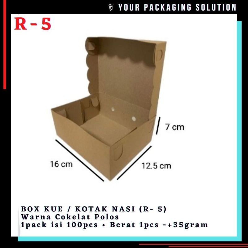 Jual DUS KUE R5 KRAFT • UK. 16x12.5x7cm • KOTAK KUE / KOTAK SNACK ...