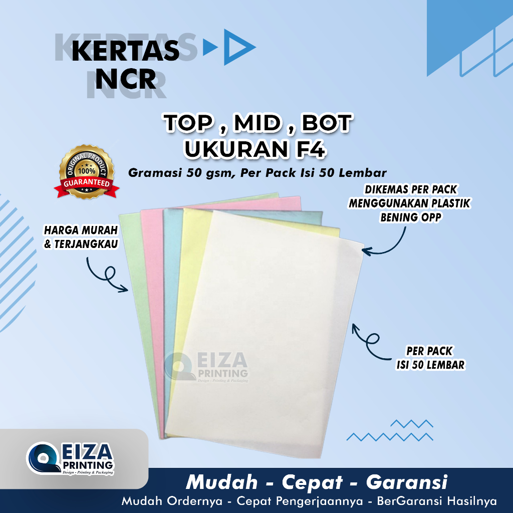 Jual ( Per PAK - ISI 50 LEMBAR ) KERTAS NCR TOP MID BOTTOM 50 GSM ...