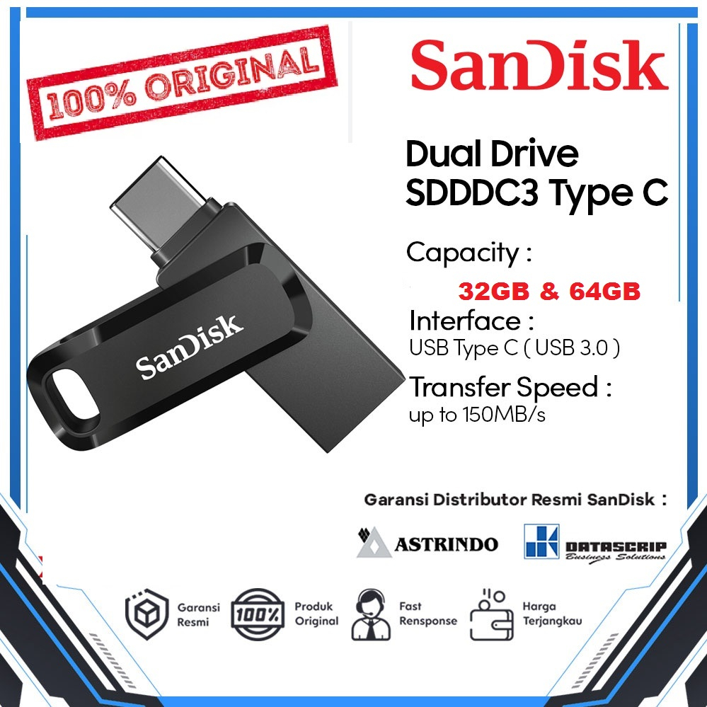 Jual Sandisk Flashdisk OTG Type C hp 32GB 64GB 128GB SanDisk Dual Drive ...