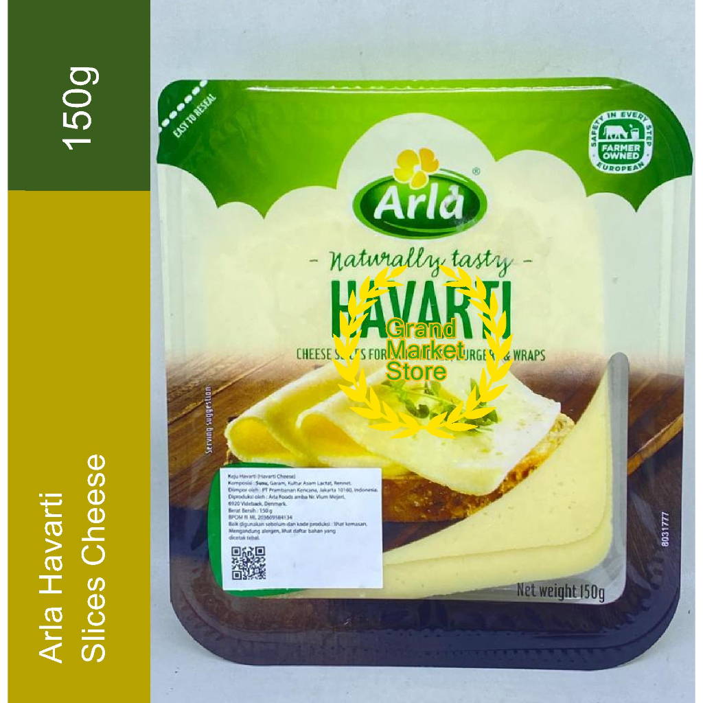 Jual Arla Havarti Cheese Slice 150 gr - Keju Harvati Keju Lembaran 150g ...