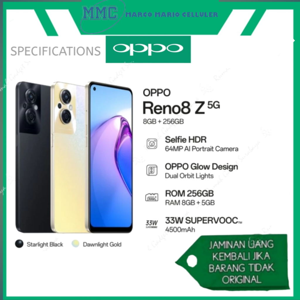 Jual OPPO RENO 8Z 5G 8/256GB 64MP AI Potrait Camera, Dual orbit lights ...