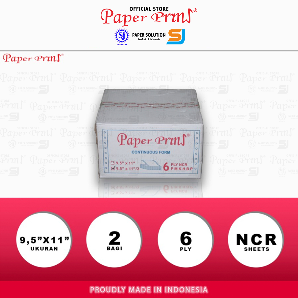 Jual Paperpryns Kertas Continuous Form 6PLY NCR PRS 9,5" x 11"/2 (Bagi ...