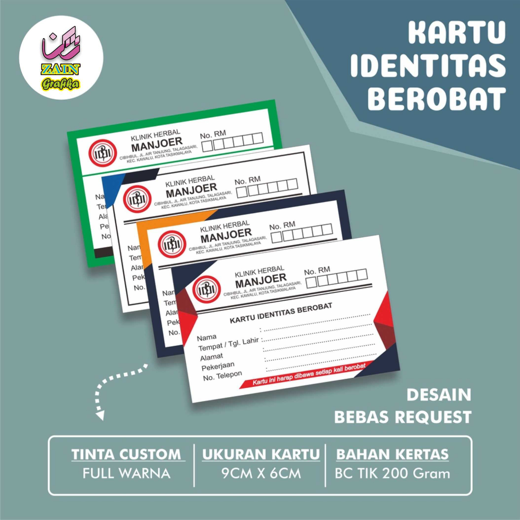 Jual Kartu Obat / Cetak Kartu Pasien / Kartu Identitas Berobat | Shopee ...