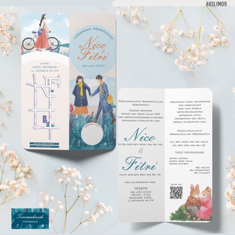 Jual UNDANGAN / INVITATION 7,5X15CM DESIGN EKSLUSIF+PLASTIK OPP, LABEL ...