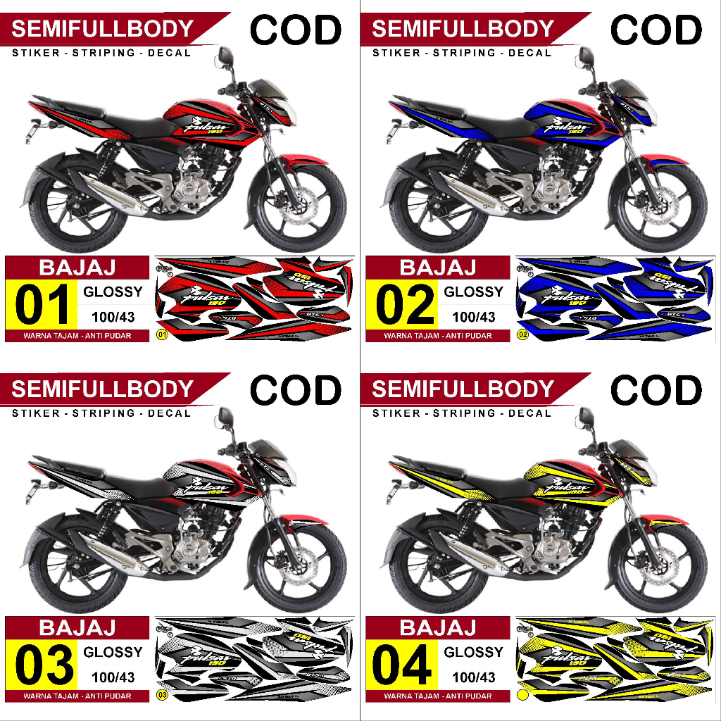 Jual Striping Bajaj Pulsar 150 Variasi / Stiker decal Bajaj Pulsar 150 ...