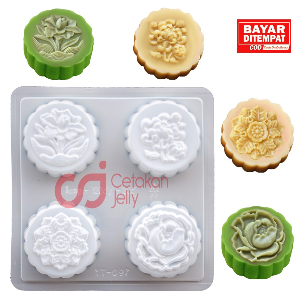 Jual CJ Cetakan Puding Jelly Bulat Mooncake Moon Cake Snowflake Mix 4 ...