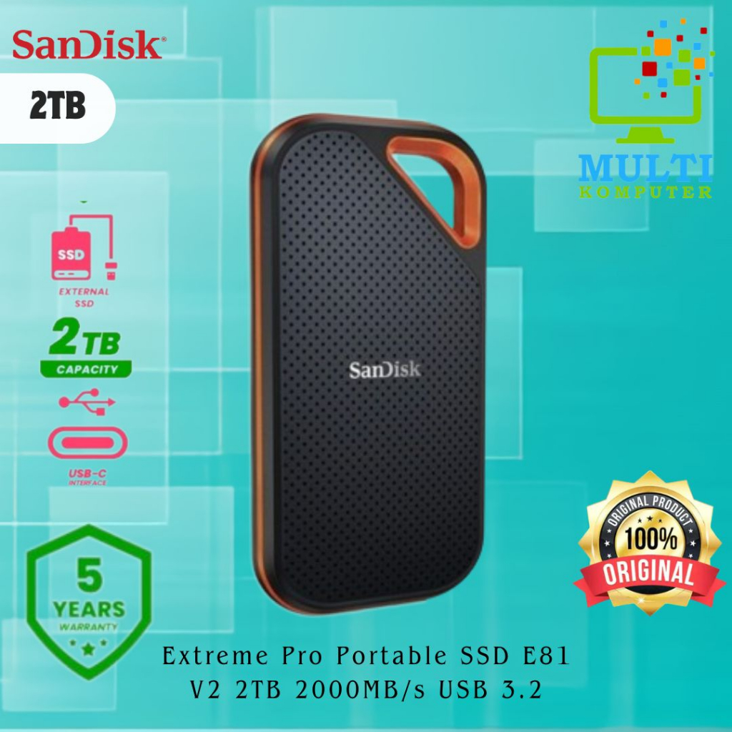 Jual SanDisk Extreme Pro Portable SSD E81 V2 2TB 2000MB/s USB 3.2 | Shopee Indonesia