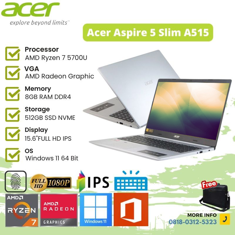 Jual Acer Aspire 5 A515-45-R958 Ryzen 7-5700U RAM 8GB 512GB SSD Amd ...