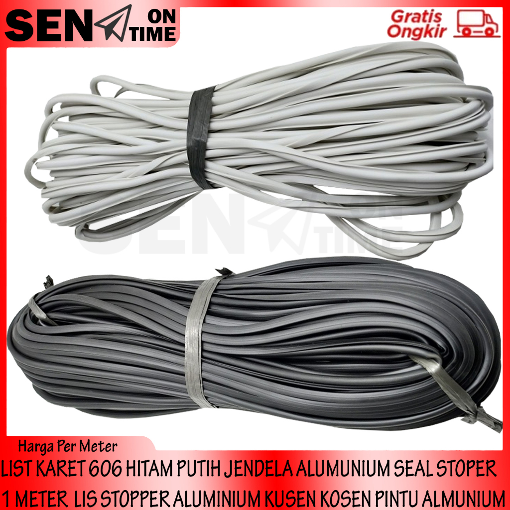 Jual LIST KARET BUlat 606 HITAM PUTIH SEAL STOPER 1 METER LIS STOPPER ...