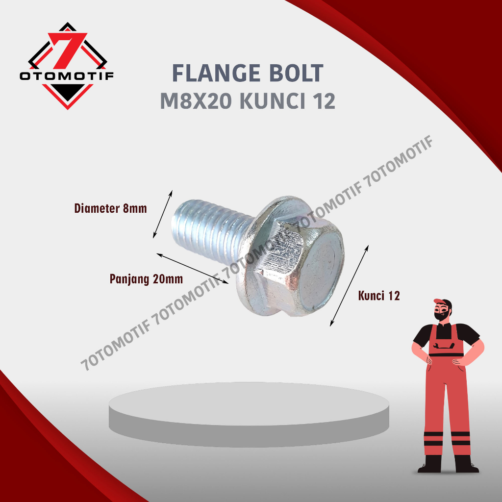 Jual Flange Bolt M8x20 Kunci 12 Baut Topi 8x20 8mm M8 | Shopee Indonesia