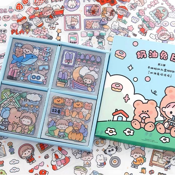 Jual 100 Lembar Stiker Box Telado Buat Jurnaling /Sticker 1 Box Lucu ...