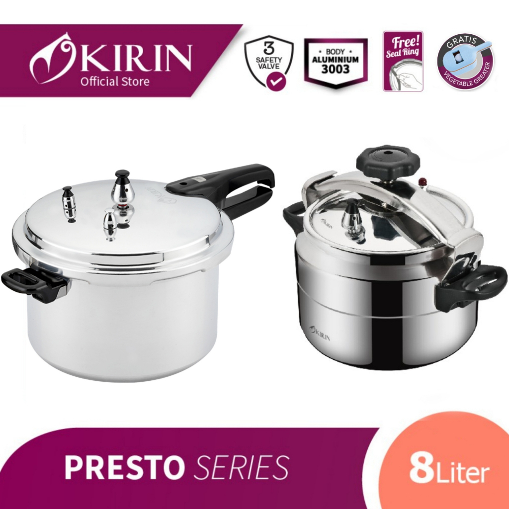 Jual Panci Presto Induksi Kirin KCP 080 8 Liter Pressure Cooker Kirin 8 L Presto Alumunium ...