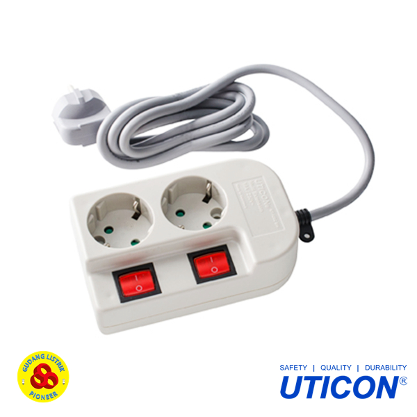 Jual Uticon Stop Kontak Arde 2 Lubang + Saklar Tersendiri + Kabel ST ...