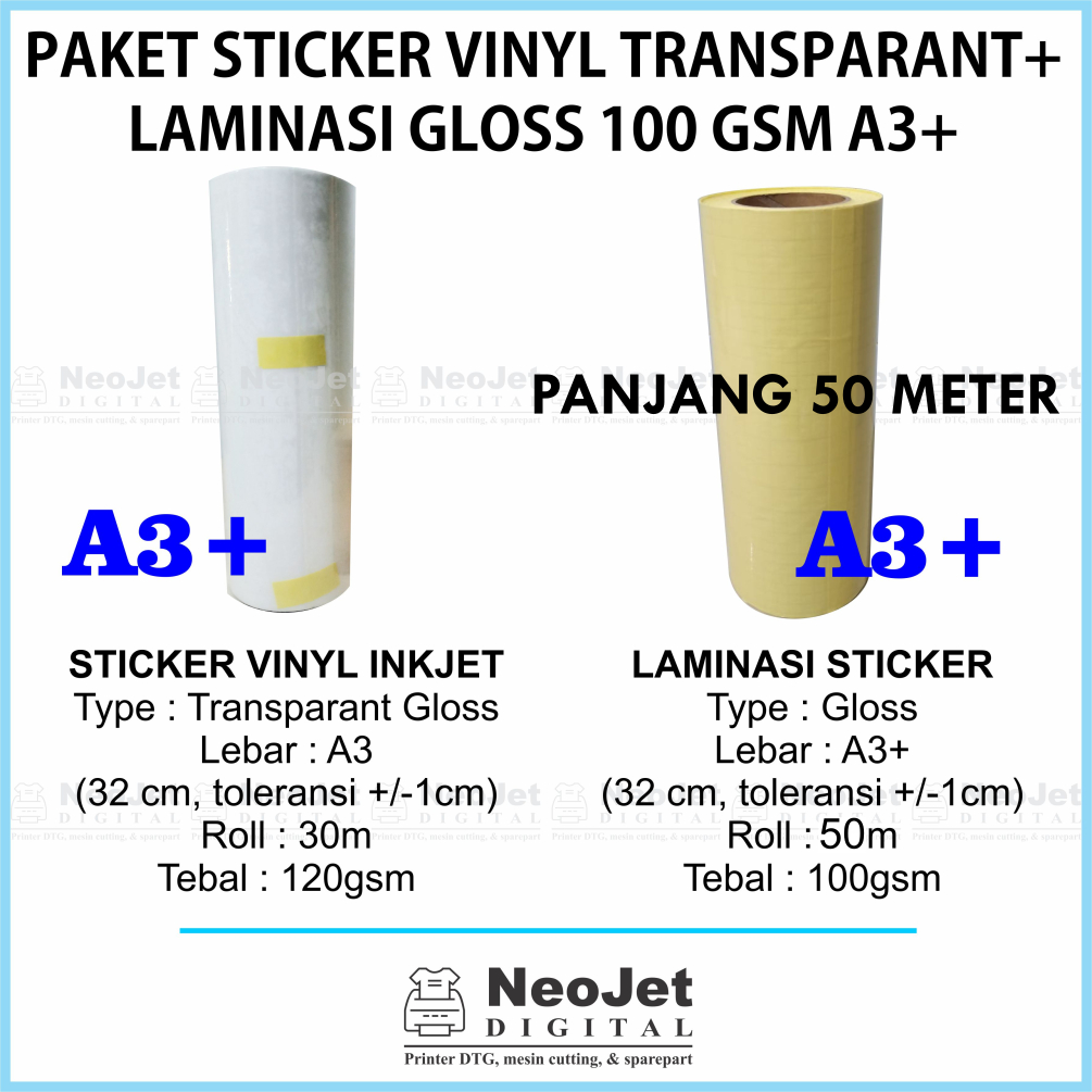 Jual Paket Sticker Stiker Vinyl Inkjet Transparan Laminasi 100gsm ...