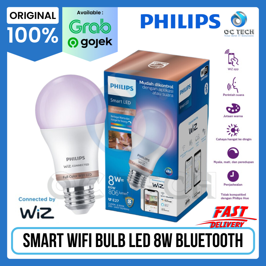 Jual Philips Lampu Smart Lamp WiFi LED 8W With Bluetooth Color and ...