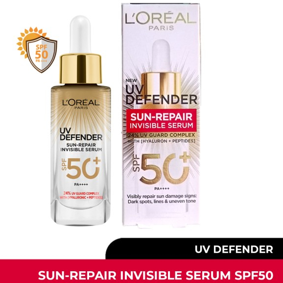 Jual Loreal Paris UV Defender Sun-Repair Invisible Serum SPF 50+ PA++++ 30ml. | Shopee Indonesia