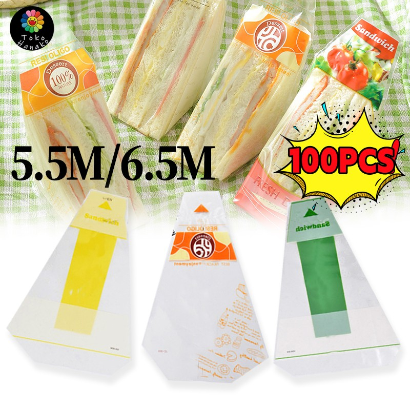 Jual 100pcs Kemasan Plastik Sandwich Roti / Sandwich Bentuk Segitiga ...