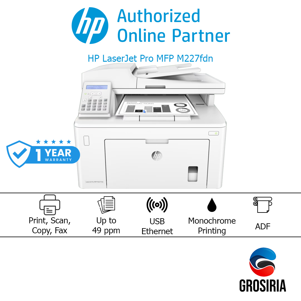 Jual HP Printer LaserJet Pro MFP M227FDN / Scan / Copy / Fax [G3Q79A ...
