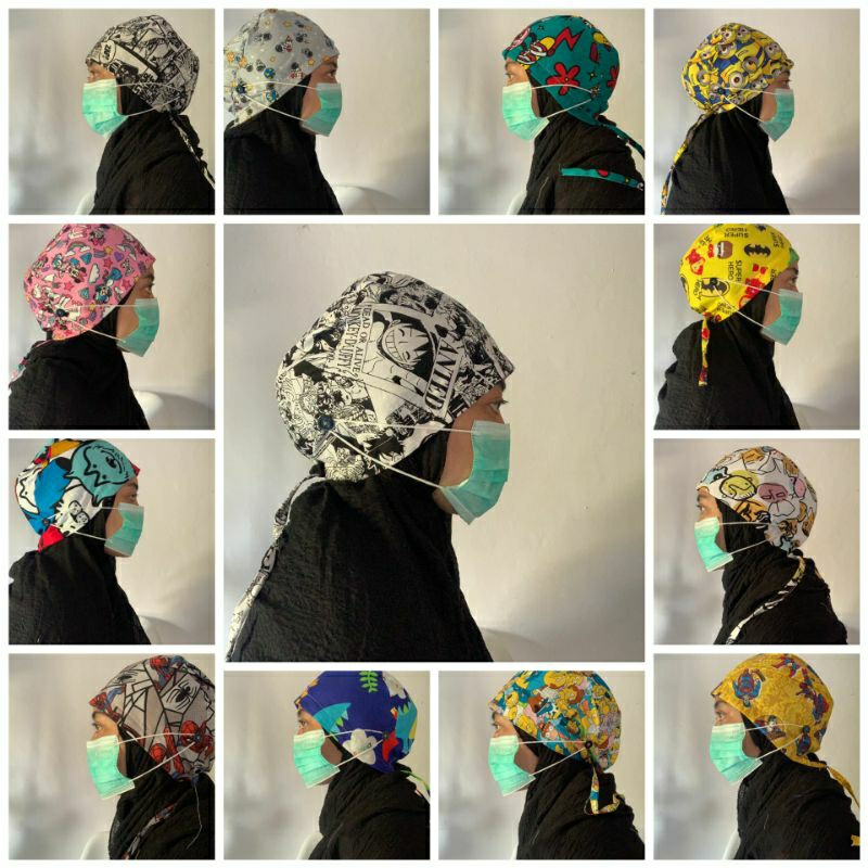 Jual HeadCap Motif / Surgical Cap / Topi Bedah / Surgical Cap / Nurse ...