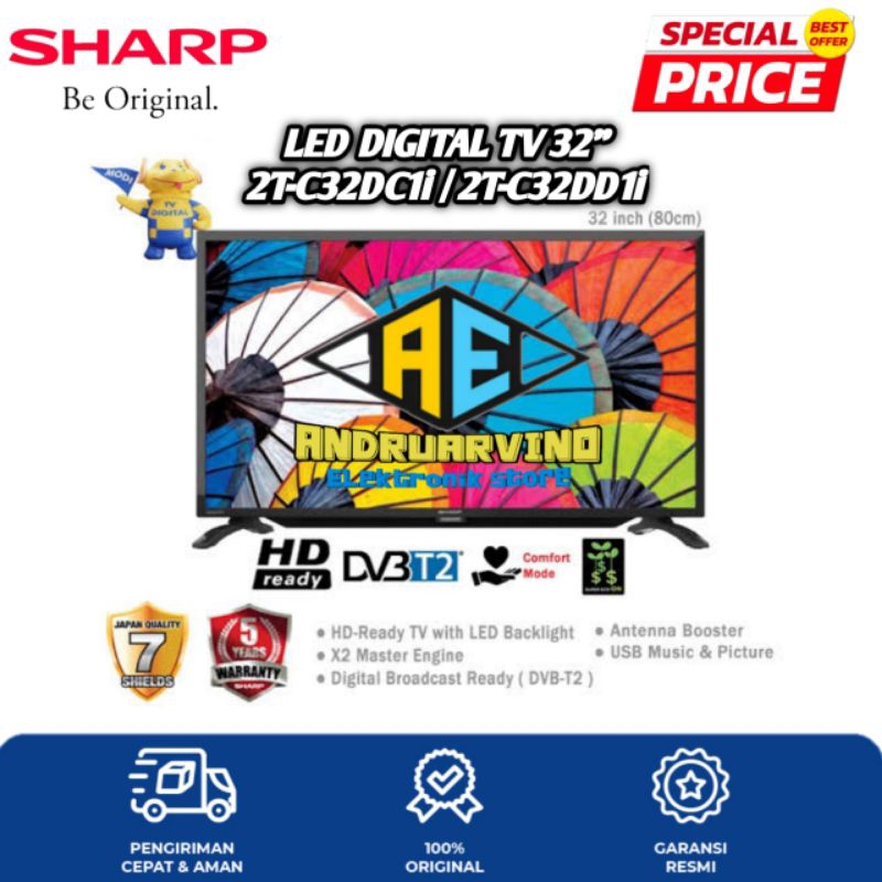 Jual TV LED SHARP 32 INCH DIGITAL 32DC1i | 32DD1i DIGITAL TV USB MOVIE ...
