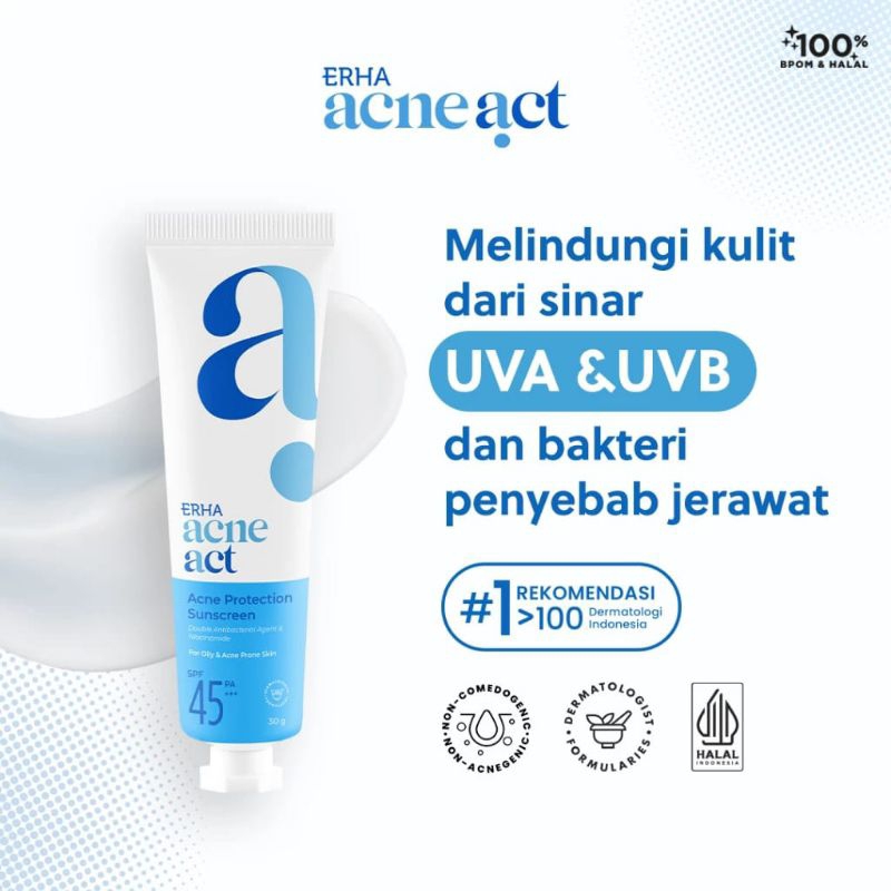 Jual Erha Acneact Acne Protection Sunscreen SPF 45 PA++++ - Sunscreen ...