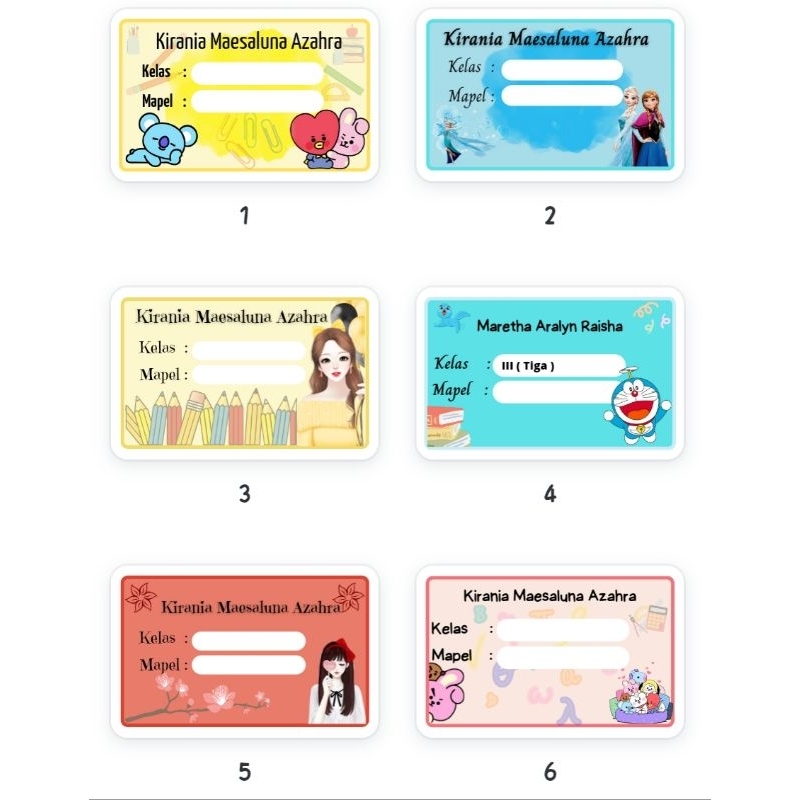 Jual LABEL BUKU STICKER BUKU CUSTOM NAMA | Shopee Indonesia