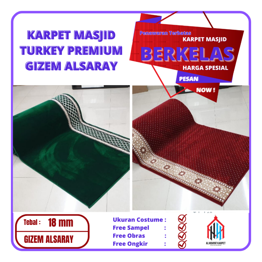 Jual KARPET TURKI SAJADAH MASJID TEBAL PREMIUM GIZEM AL SARAY | Shopee ...