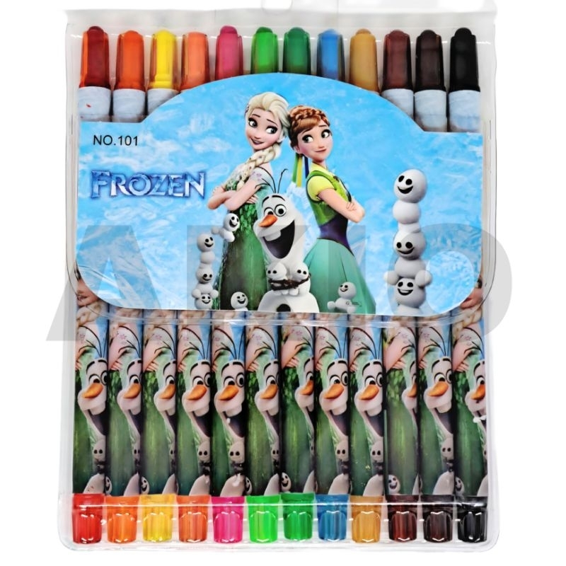 Jual Crayon Putar Panjang Karakter FROZEN ELSA ANNA BRH 101 12 Warna ...