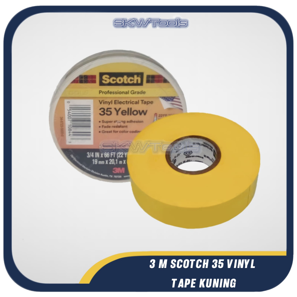 Jual Isolasi Listrik 3M Scotch 35 Vinyl Electrical Tape Kuning | Shopee ...