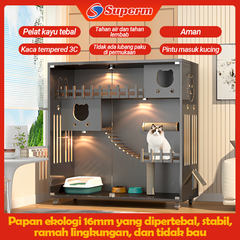 Jual Vila Kucing Mewah/Rumah Kucing/Kandang Kucing Bongkar Pasang/Rumah ...