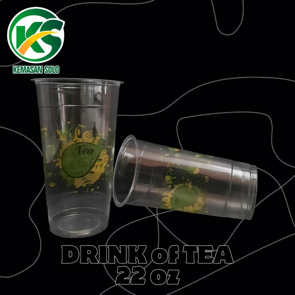 Jual Gelas Sablon Cup PP 22 oz datar 8 gr motif drink of tea | Shopee ...