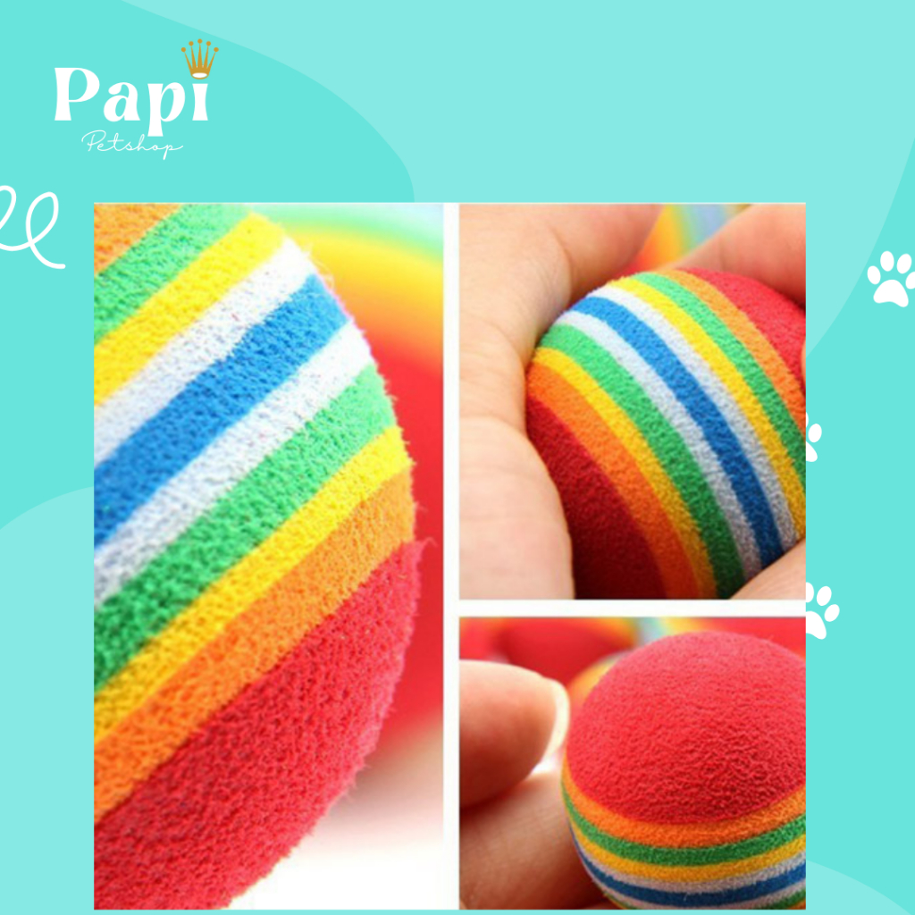 Jual Bola Kucing Mainan Hewan Colorfull Mini Rainbow Pelangi Mainan ...