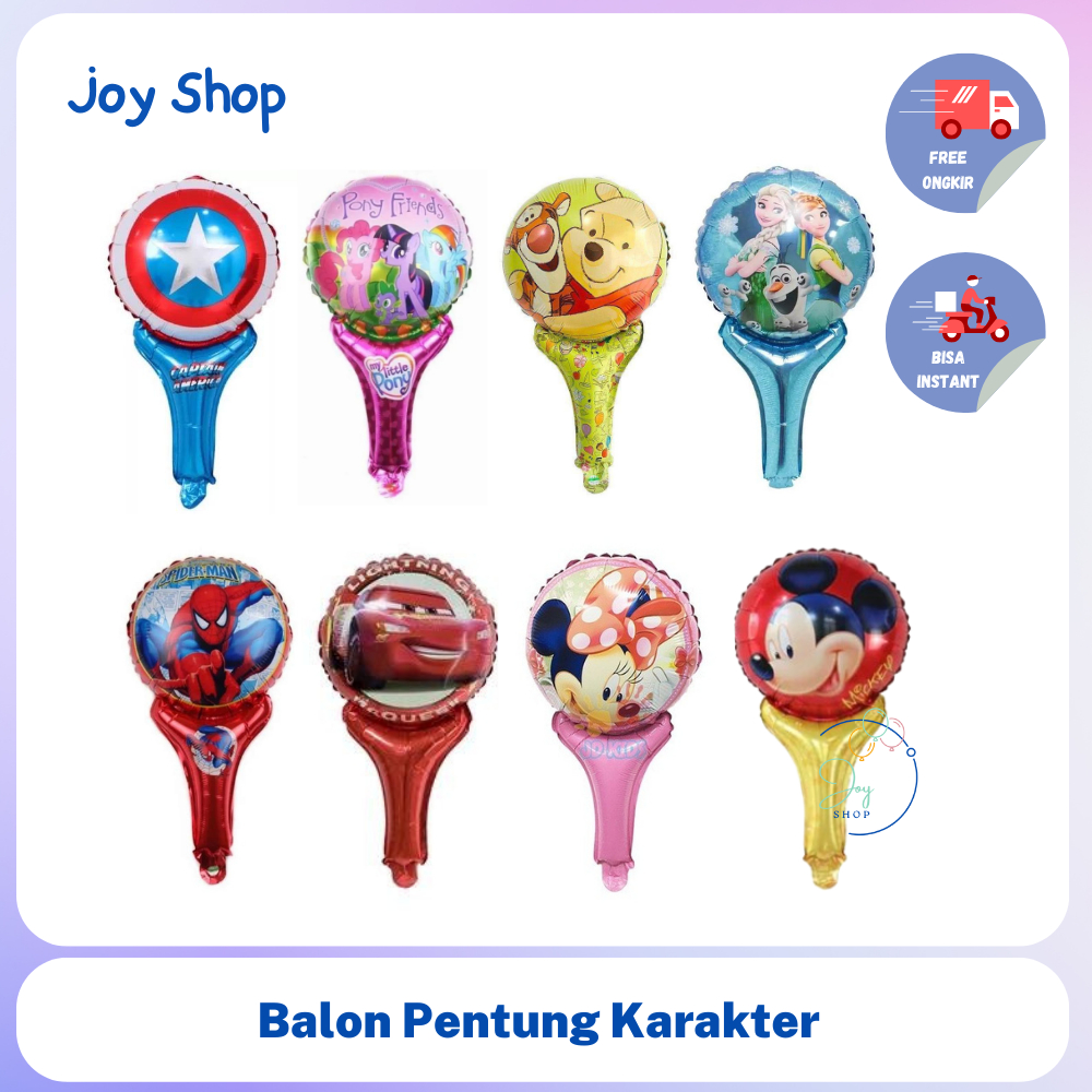 Jual Balon pentung karakter foil cars / frozen / mickey / little pony ...