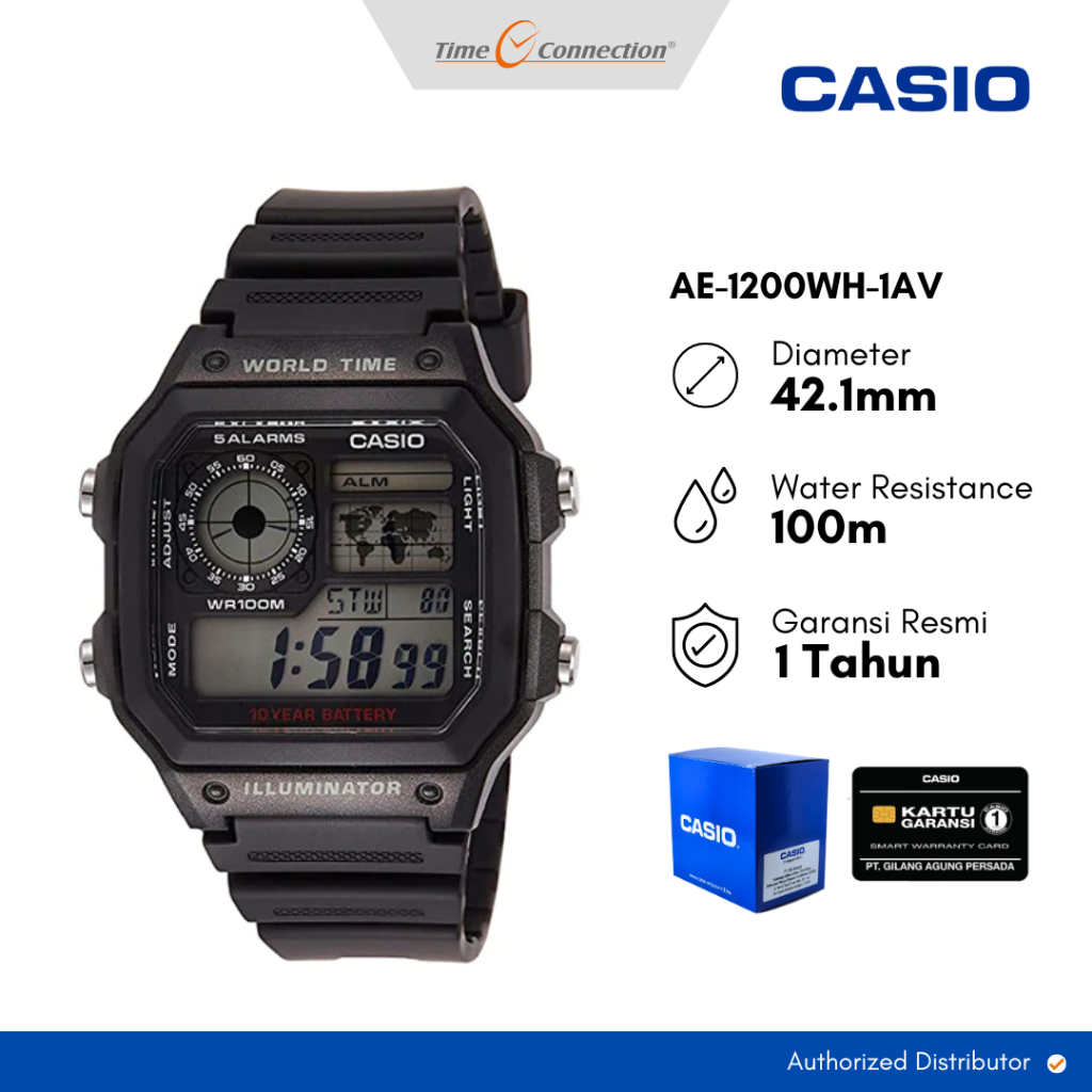 Jual Casio AE-1200WH-1AV Hitam Original / Jam Tangan Pria Digital Black Resin | Shopee Indonesia