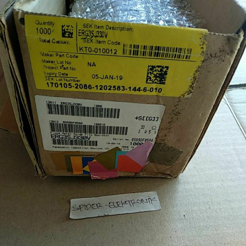 Jual Resistor 33R 33 ohm 3watt panasonic 1box | Shopee Indonesia