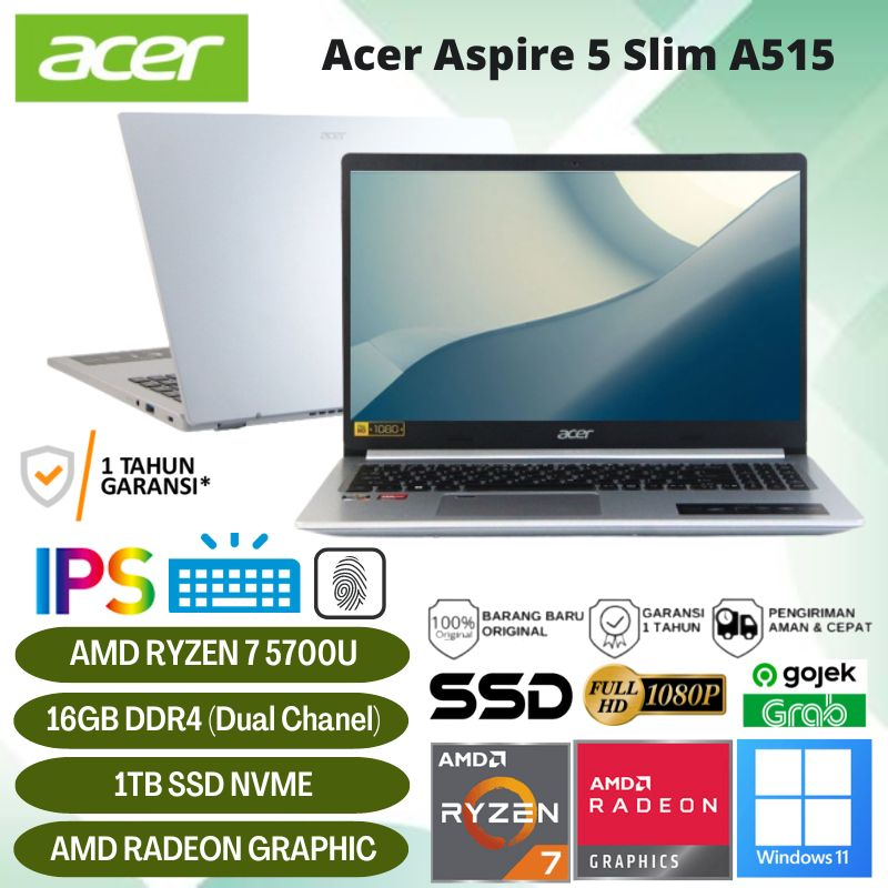 Jual Acer Aspire 5 A515-45-R958 Ryzen 7 5700U RAM 16GB 1TB SSD Amd ...
