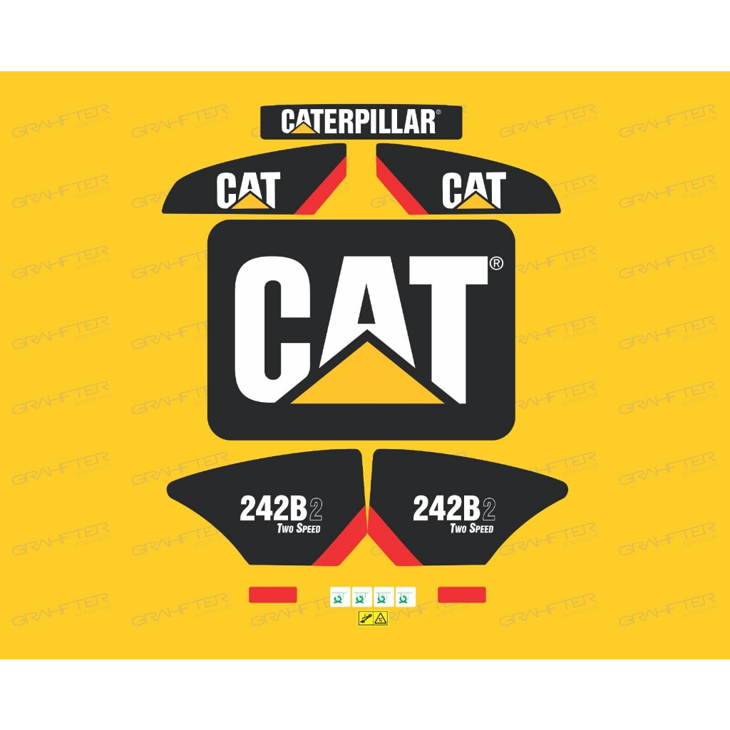 Jual Caterpillar 242B2 TWO SPEED Skid Steer Loader Decals ( Compatible ...