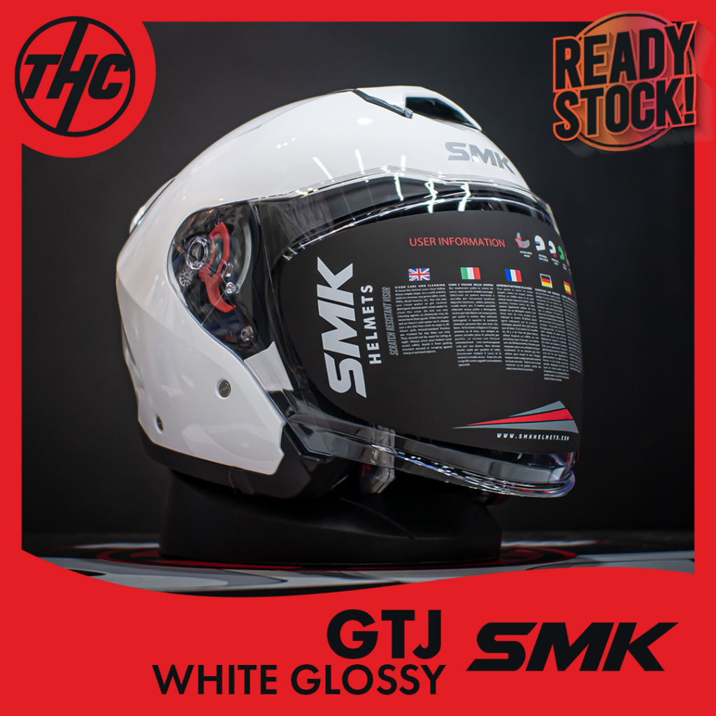Jual HELM SMK WHITE GLOSSY HALF FACE HELMET SMK | Shopee Indonesia