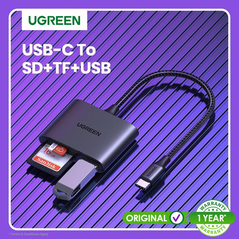 Jual Ugreen USB C Multifunction Card Reader Adapter Grey 80798 | Shopee Indonesia