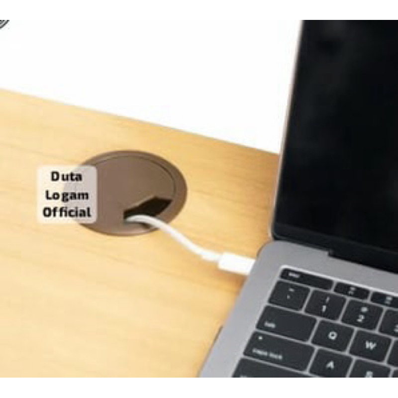 Jual Lubang kabel meja jadi rapih meja kerja cream hitam putih | Shopee ...