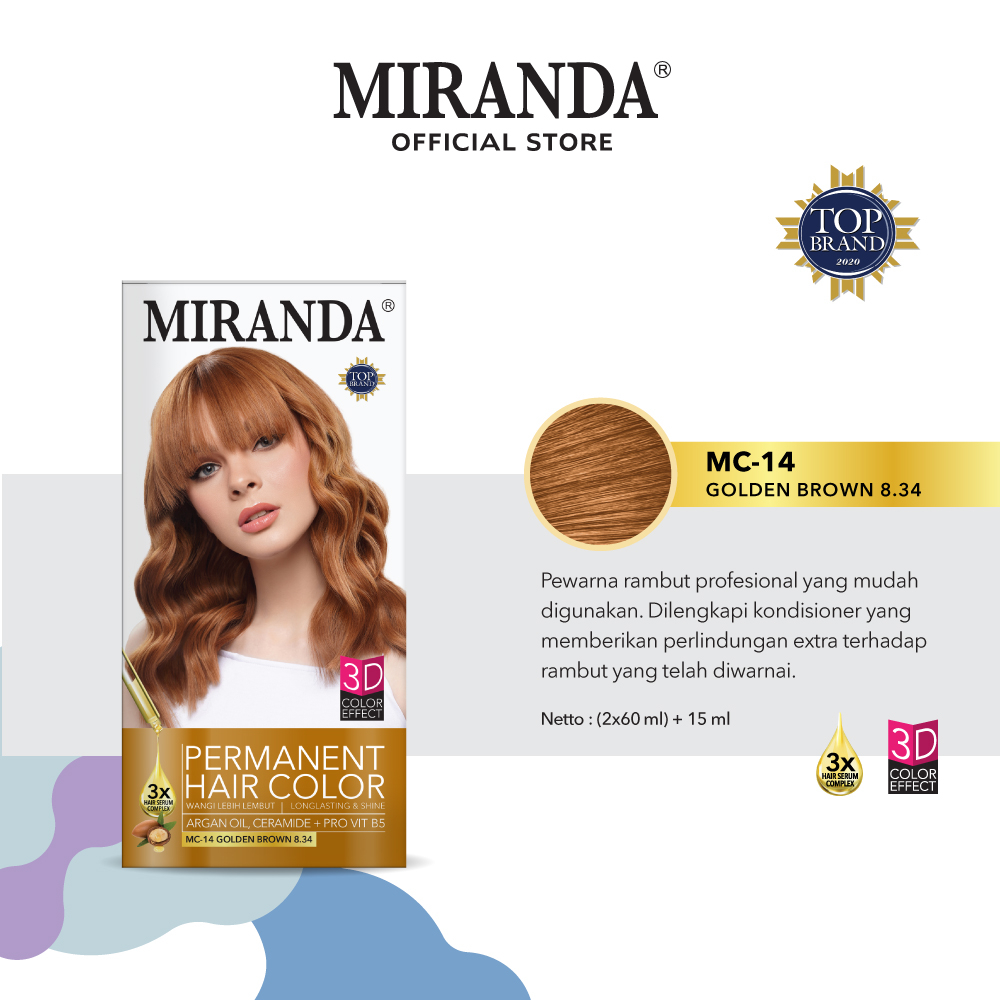 Jual Miranda Hair Color Premium (Cat Rambut Permanen) MC14 Golden Brown ...