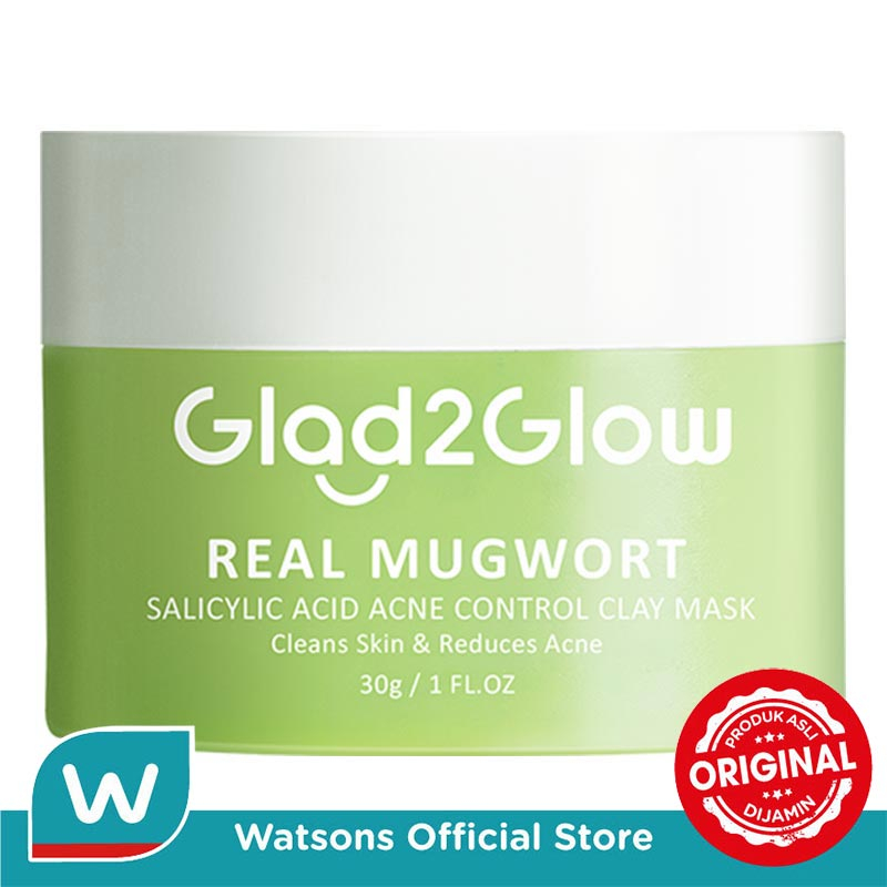 Jual Glad2Glow Real Mugwort Salicylic Acid Acne Control Clay Mask 30g | Shopee Indonesia